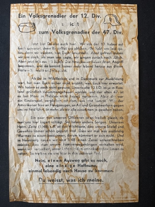 WWII American Propaganda – For German Soldiers – Hürtgenwald 1944 – 12 ...