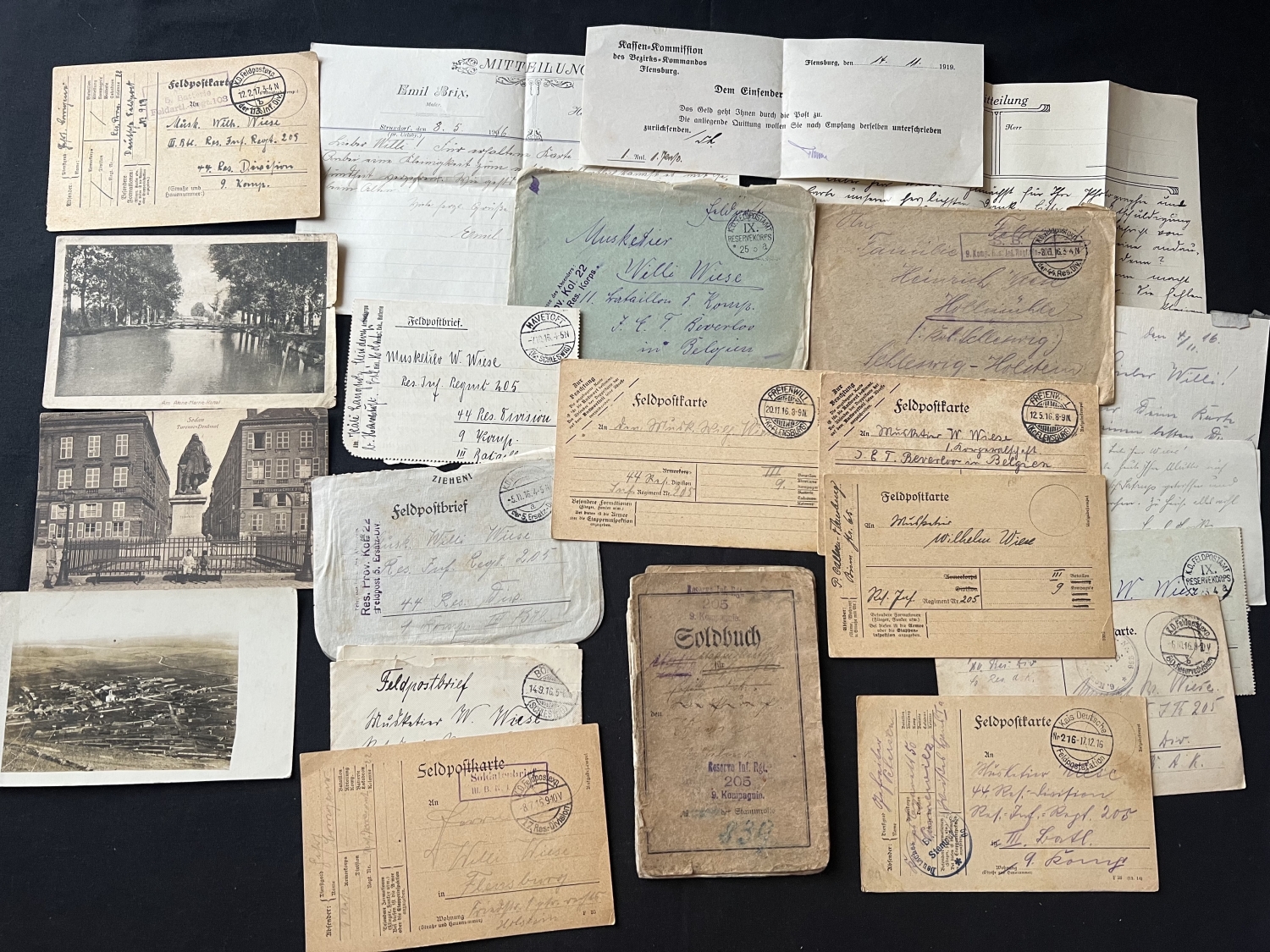 WW1 German Soldbuch and Feldpost – Musketier Wiese – Reserve Infanterie ...