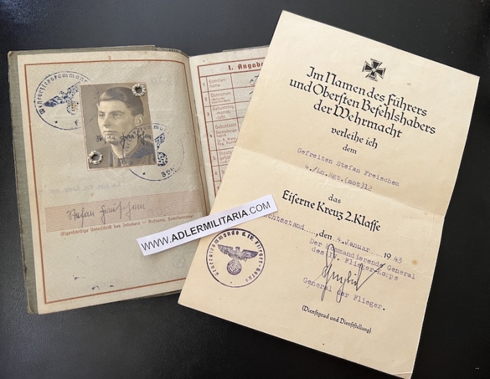 Luftwaffe Wehrpass – Gefreiter Stefan Freischem – Luftnachrichten ...