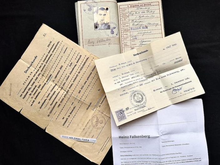 WWII German Wehrpass – Gefr Falkenberg – KIA – Infanterie Regiment 459 ...