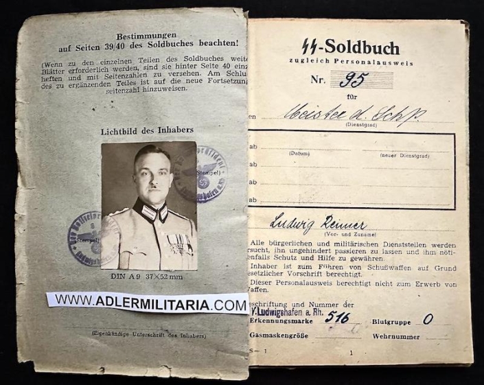 WWII SS Soldbuch – Ludwigshafen SS Police – Meister der Schutzpolizei ...