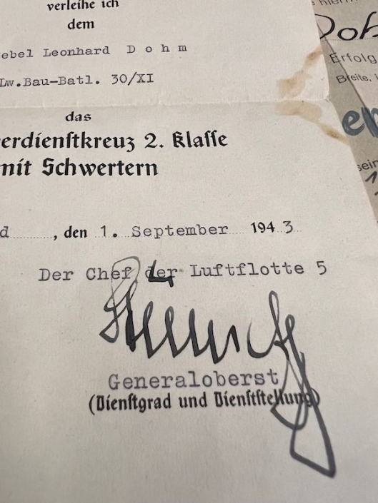 WWII German Luftwaffe Soldbuch – Feldwebel Dohm – LW Pionier Batl 10 ...