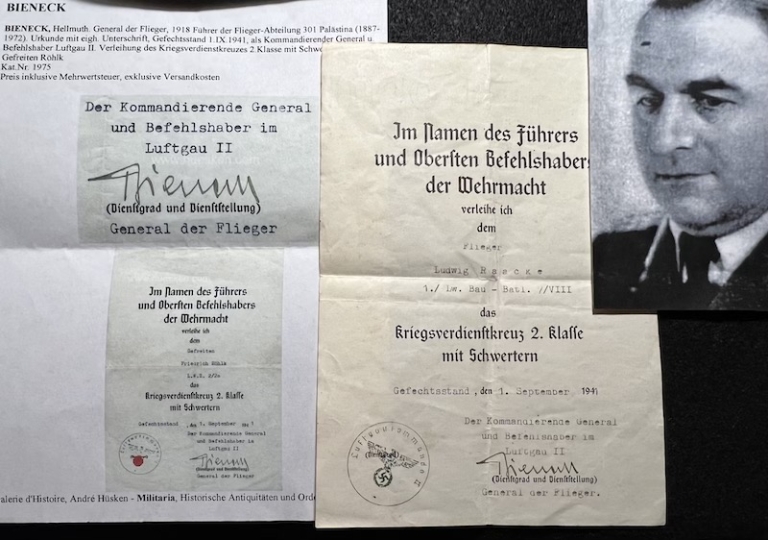 WWII German Award Certificate – War Merit Cross with Swords – Signed ...