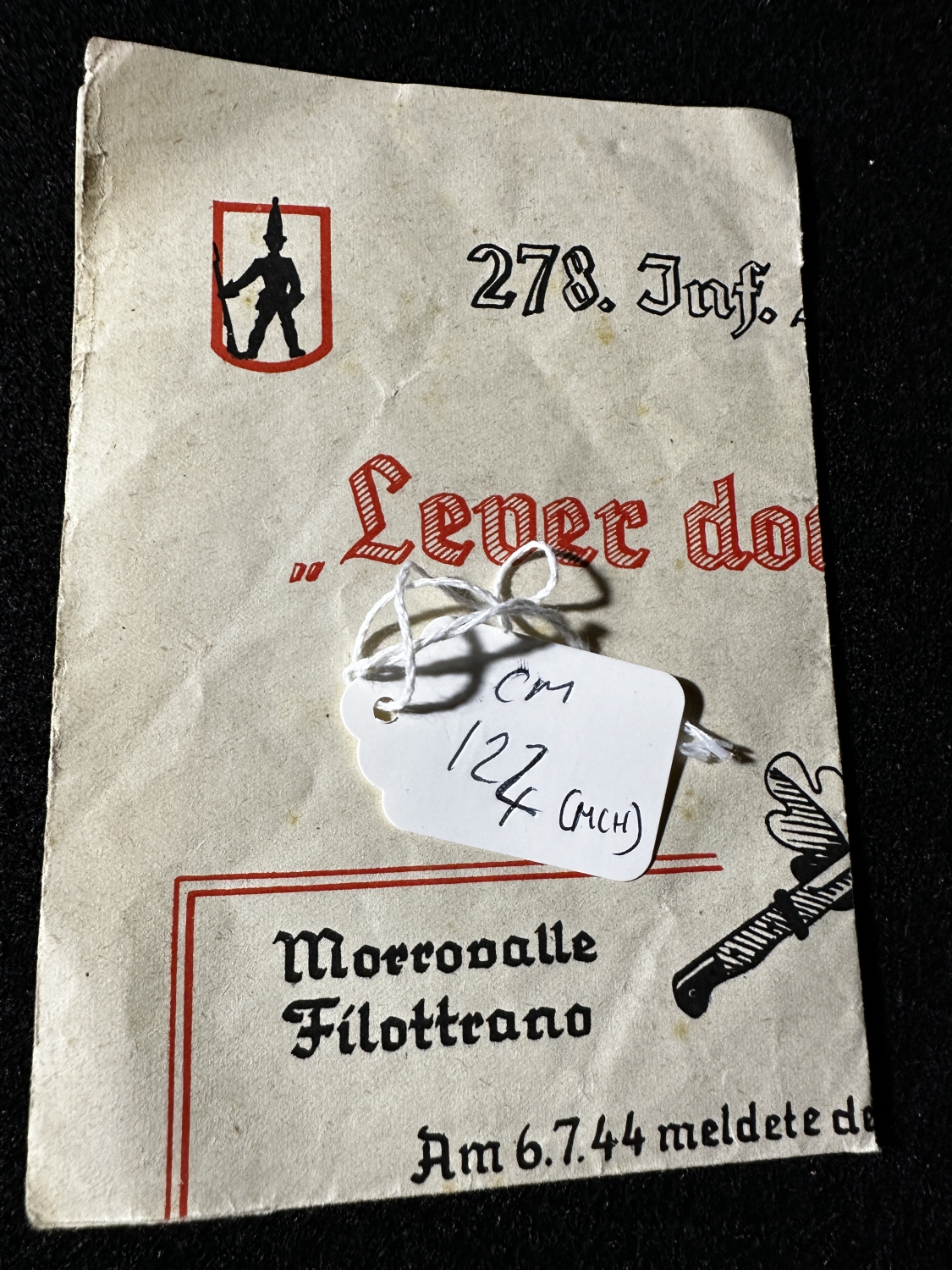 WWII German Original Wehrmacht Bericht 278 Infanterie Division – Italy ...