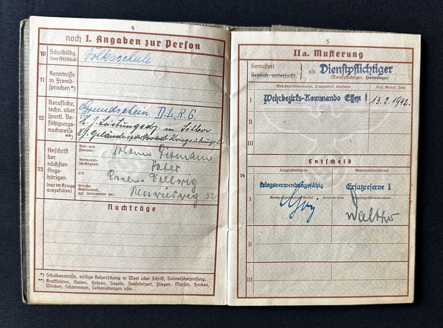 WWII Original German Waffen SS Wehrpass – SS Oberscharführer Hans ...