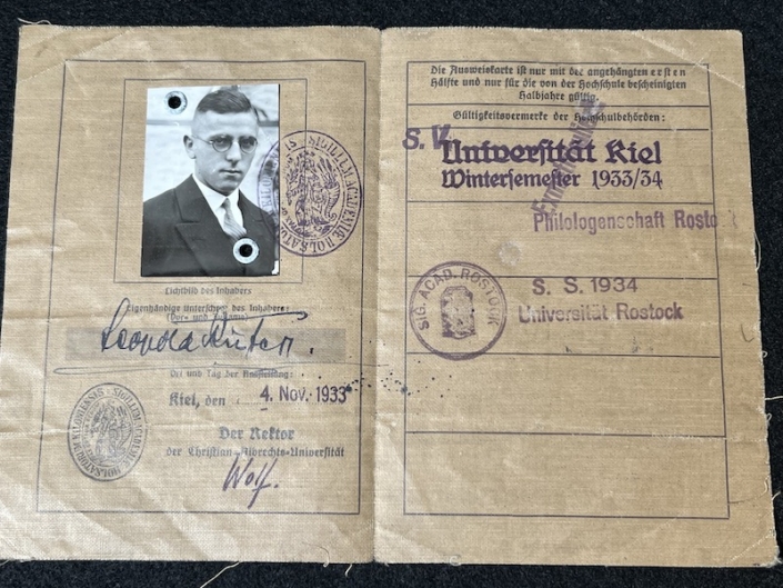 WWII German Identity Papers – University of Rostock – 1933 – Christian ...