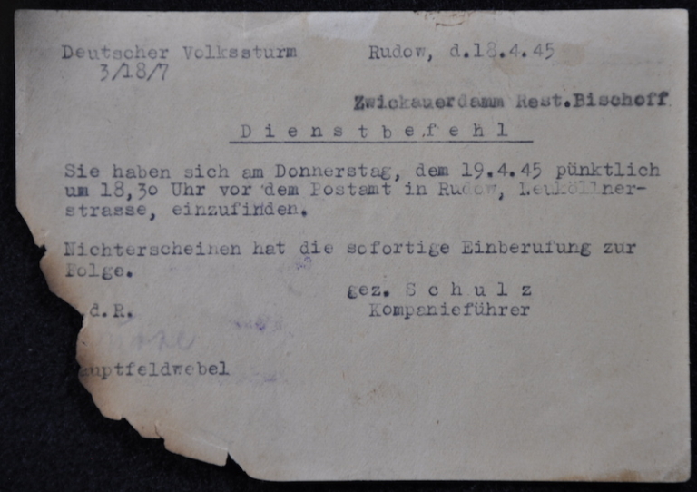 WWII German Volkssturm Call Up Rudow Berlin – Rare Original (reserved ...