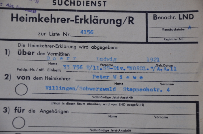 WWII German HIAG DRK Search Documents Waffen SS Nordland Battle of ...