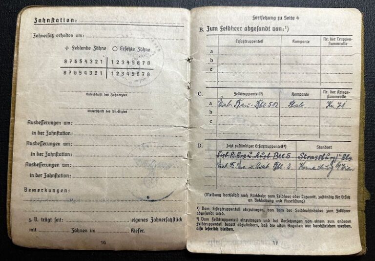 WWII German Army Soldbuch Major Müller – Died POW Camp Russia 1946 ...