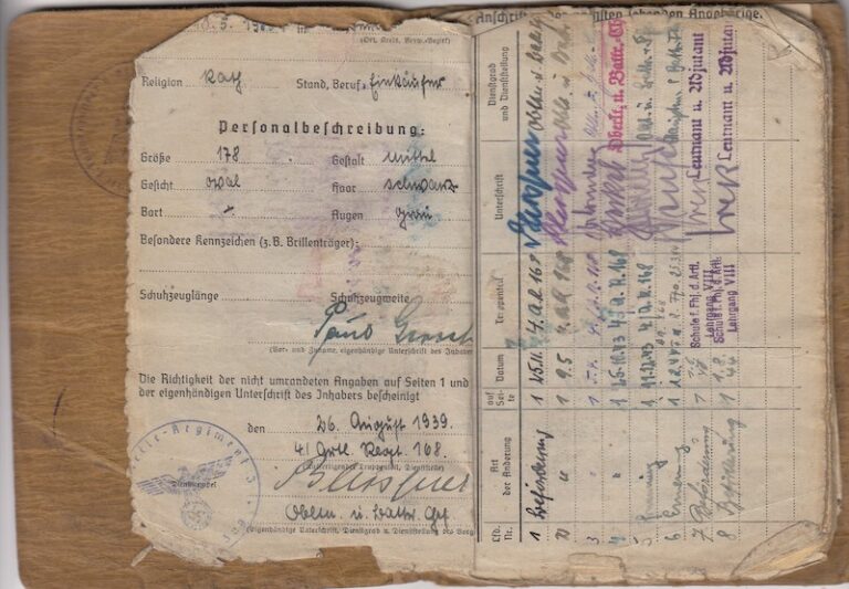 WWII German Army Soldbuch – Wehrmacht Leutnant Gersch – Berliner ...