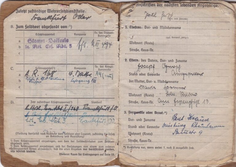 WWII German Army Soldbuch – Wehrmacht Leutnant Gersch – Berliner ...