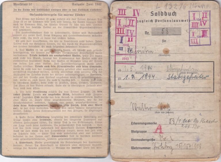 WWII German Luftwaffe Soldbuch ID – Stabsgefreiter Voss – Gem Flak ...